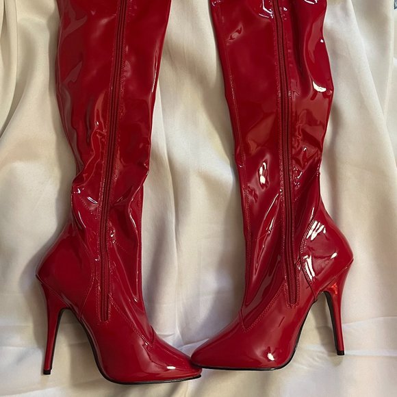 Pleaser | Shoes | Pleaser Seduce300 Red Patent Thigh High Boots | Poshmark